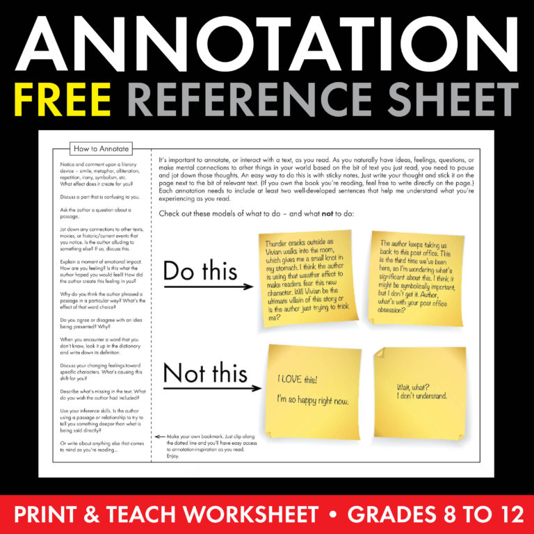 How to Annotate Text, Annotations, FREE Sticky Note Method Handout with ...