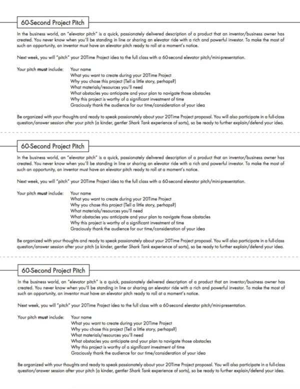 FREE 20Time Project-Based Learning, Secondary 20-Time Project, Genius ...