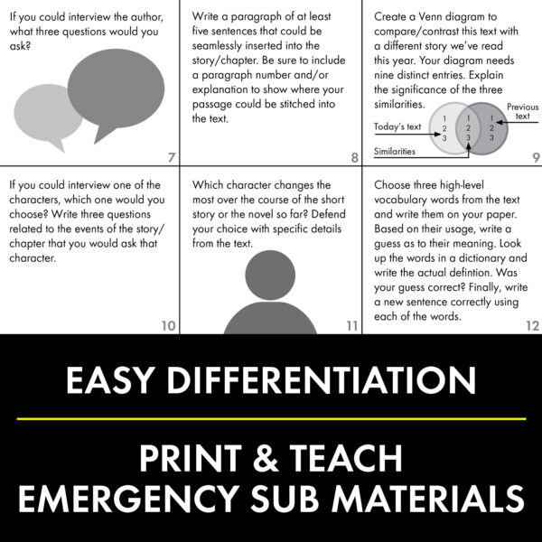 Choice Board FREE Worksheet, 12 Activities for ANY Short Story & Novel ...