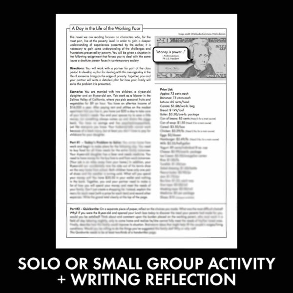 Cross-Curricular Activity for any Unit w/Poverty Theme, Math + ELA, Day ...