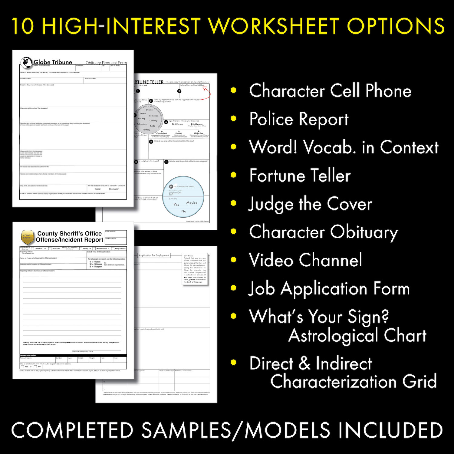 Literature Supplement Bundle, PDF & Google Drive, 10-Pack of Fun ...