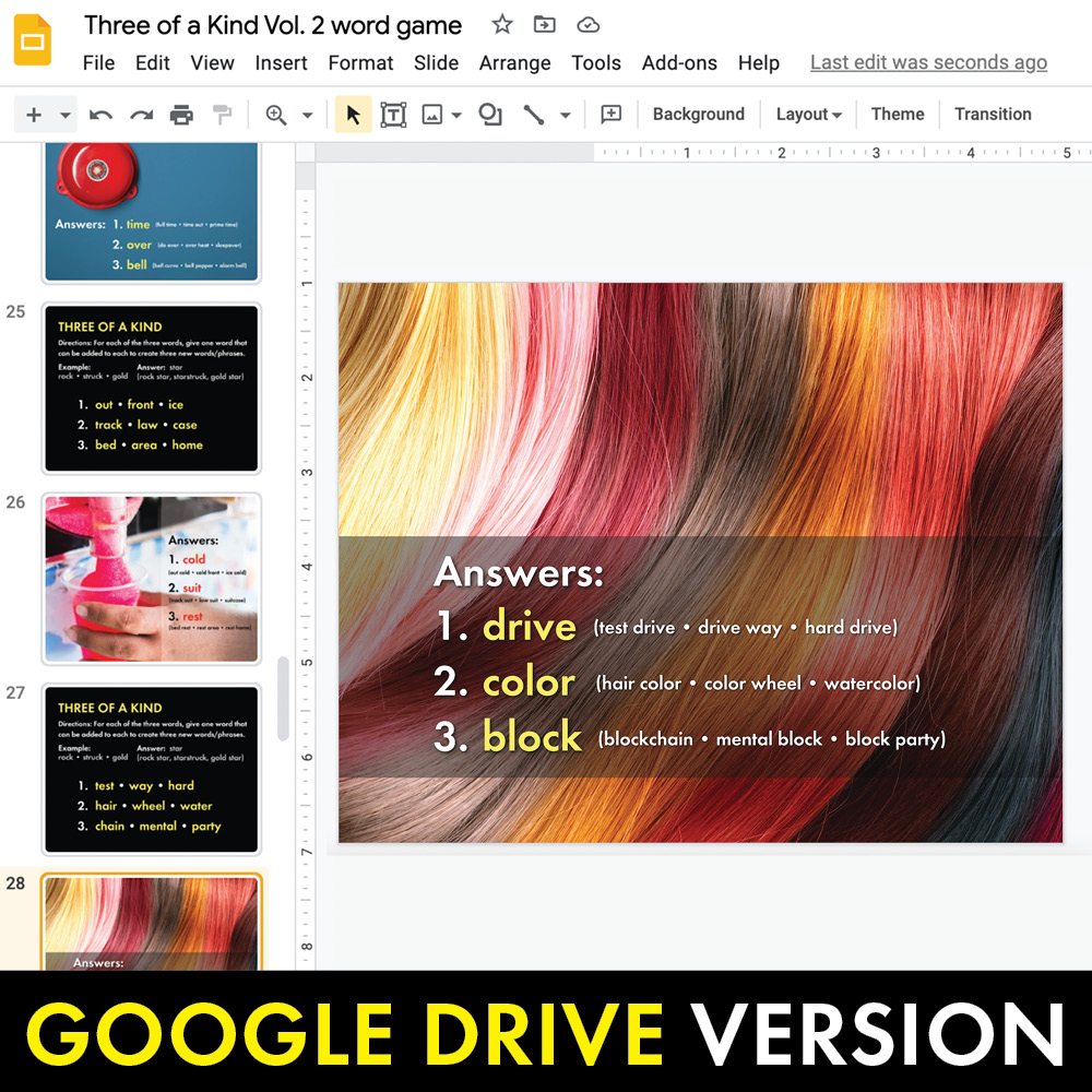 THREE OF A KIND VOL. 2 – Bell-Ringer Word Game, Class Warm-Up, Sponge ...